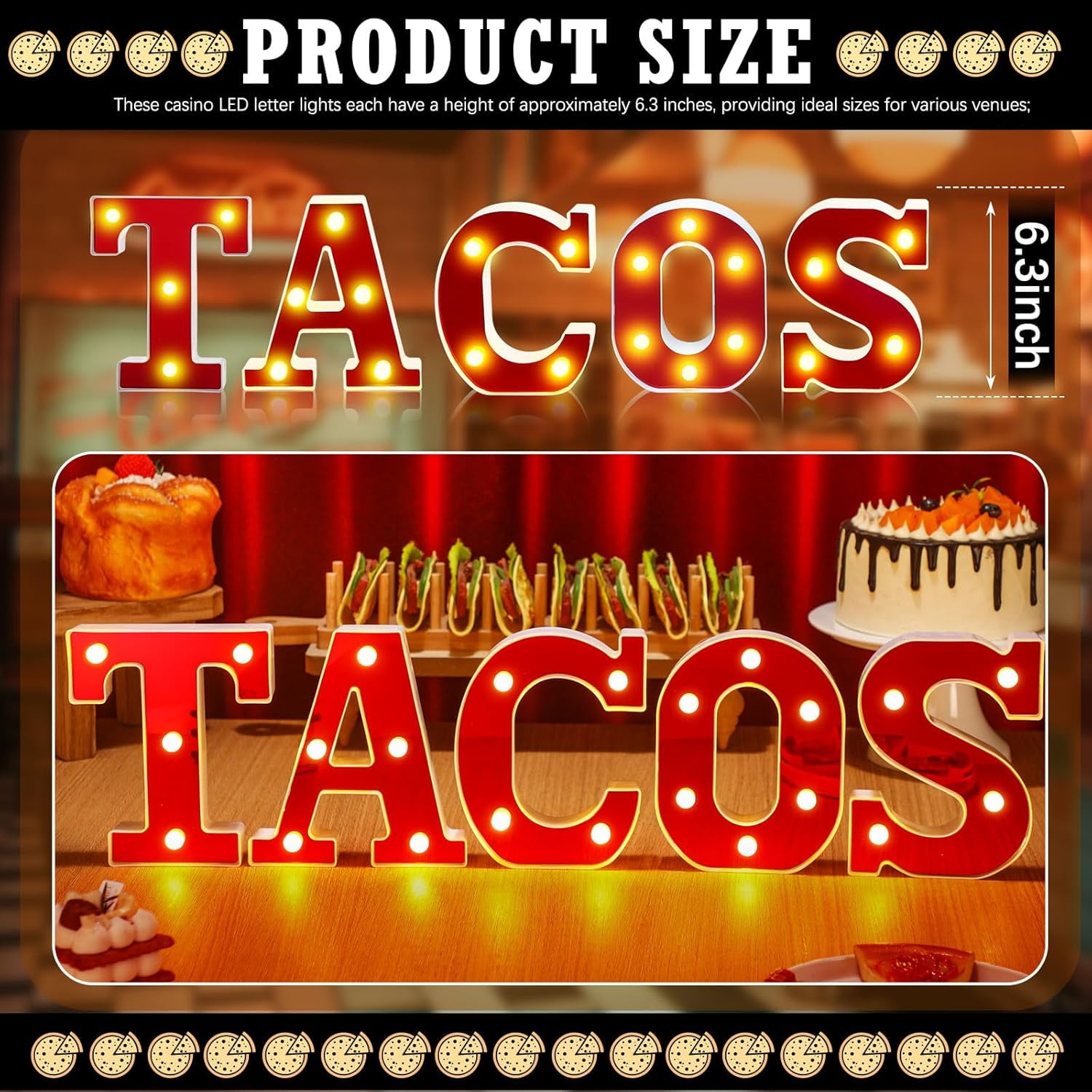 PYYAN-Tacos Light up Letters Sign Party Decorations Battery Powered ...