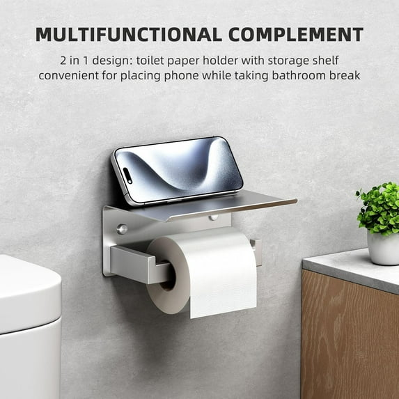 PYYAN-Toilet Paper Holder with Shelf, 304 Stainless Steel Toilet Tissue ...