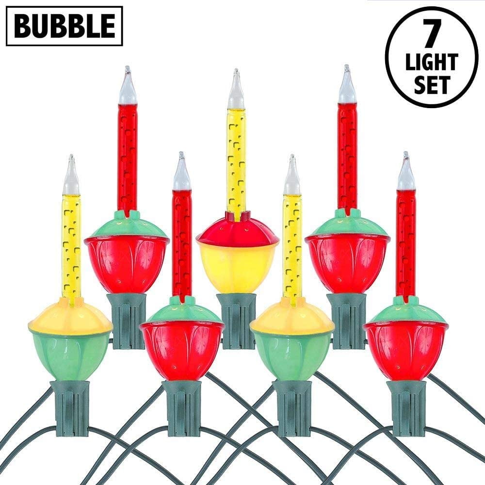 PYYAN-Traditional Bubble Light Set, 6 Feet 7 Bulbs Red/Yellow Liquid ...
