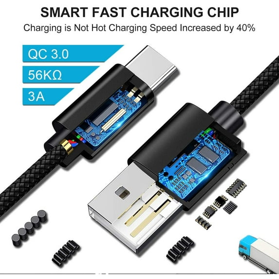 PYYAN-USB C Cable, USB to USB C Cable, [5 Pack, 3/3/6/6/10 ft] Type C ...