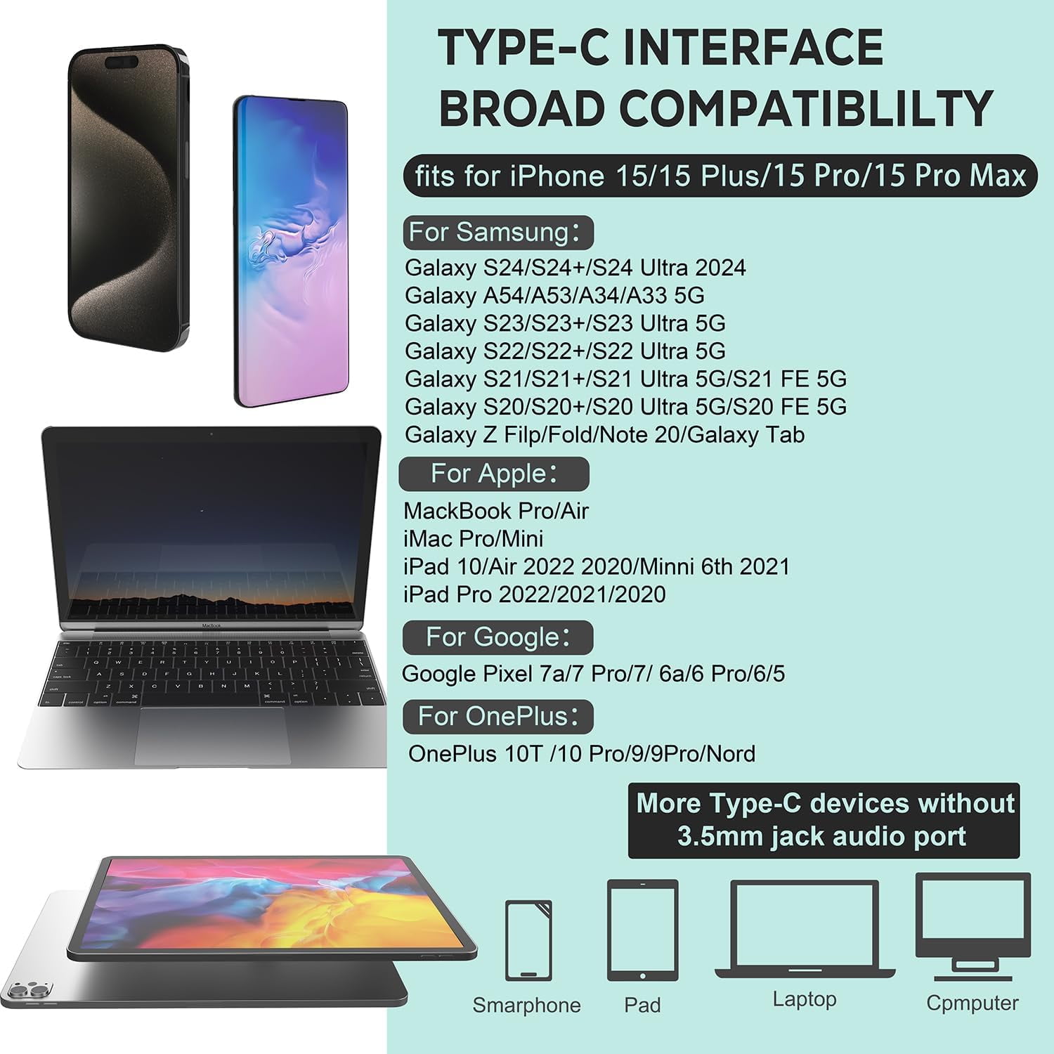 PYYAN-USB C Headphones for iPhone 16/15 Pro Max Wired Earbuds in-Ear ...