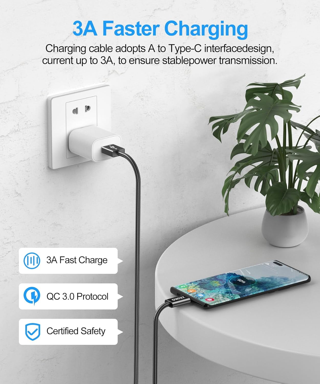 PYYAN-USB to USB C Cable 6 Pack (3/3/6/6/10/10ft) Braided USB A to Type ...