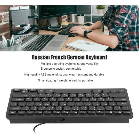 PYYAN-USB Wired Keyboard, 78 Keys Language Keyboard with Russian ...
