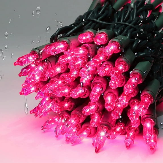 PYYAN-Ultra-Bright Connectable Pink Christmas Light Set 100 Count 19.6 ...