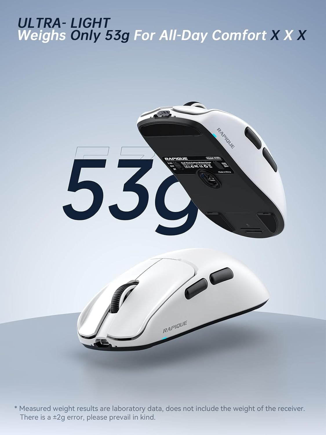 PYYAN-Ultra-Light Wireless Mouse – 53g Featherweight, Silent Click ...