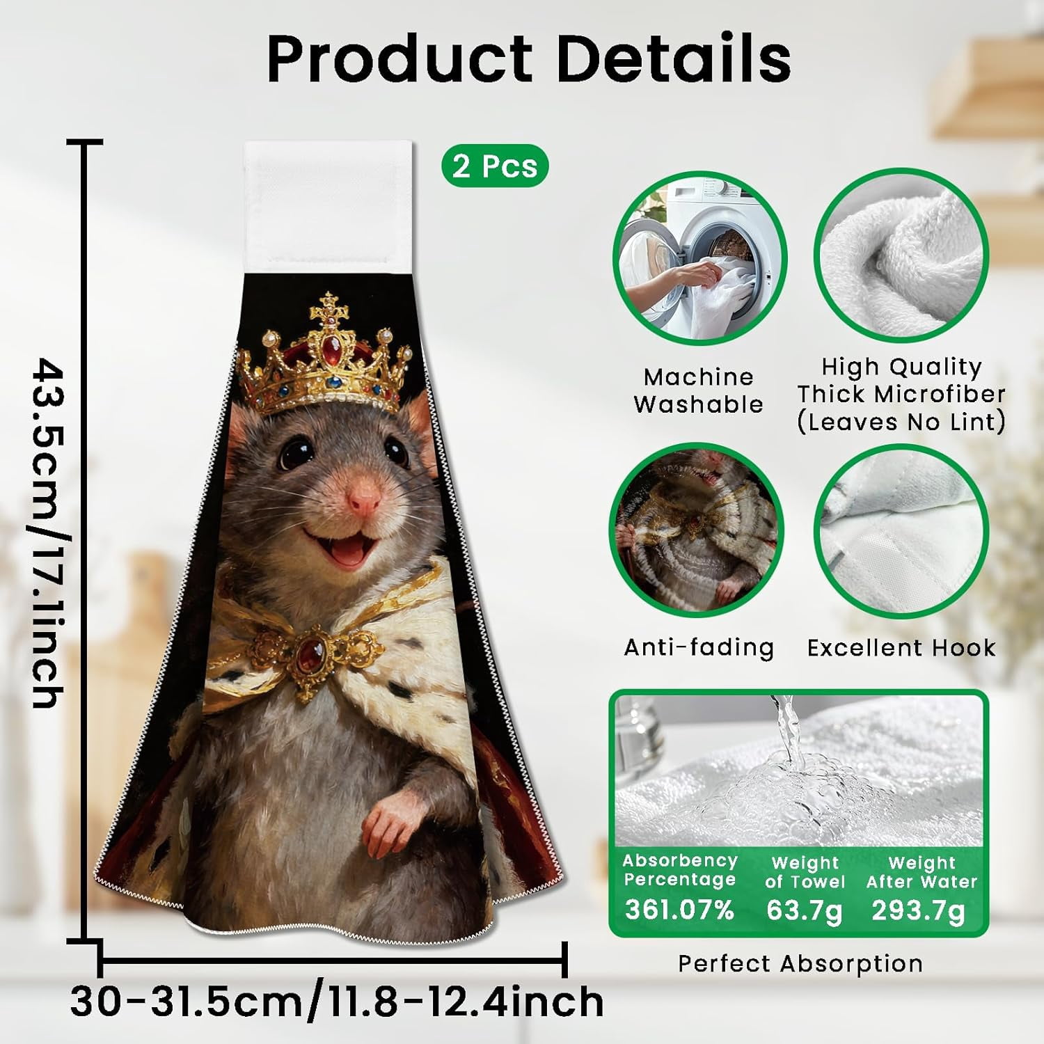 PYYAN-Vintage Rat King Hanging Kitchen Towels with Loop, Set of 2 ...