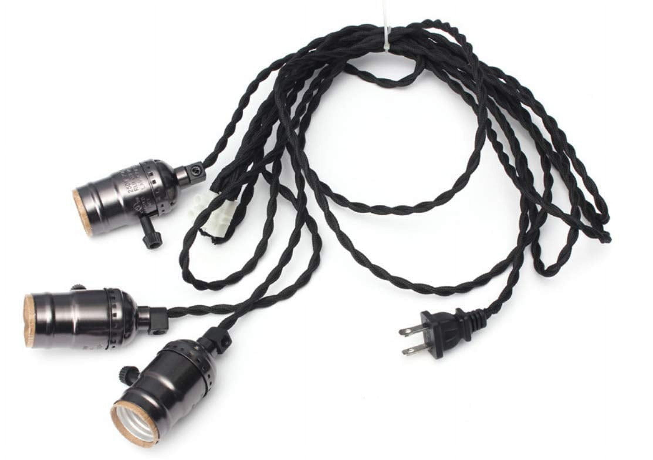 PYYAN-Vintage Triple Light Socket Pendant Hanging Light Cord Plug-in ...
