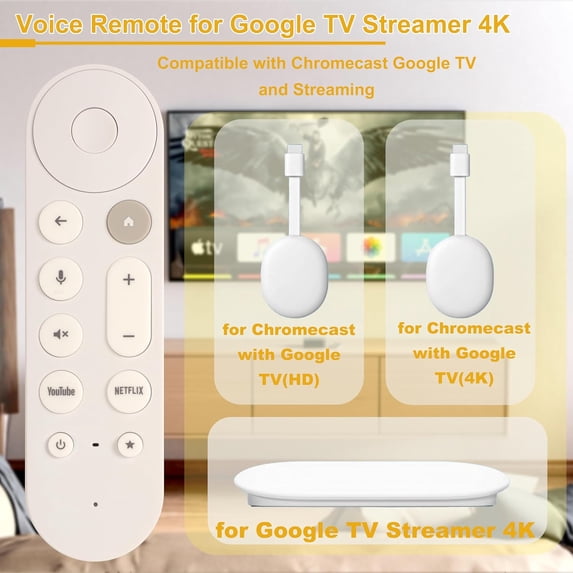 PYYAN-Voice Remote Replacement for Google TV Streamer 4K Voice Remote ...