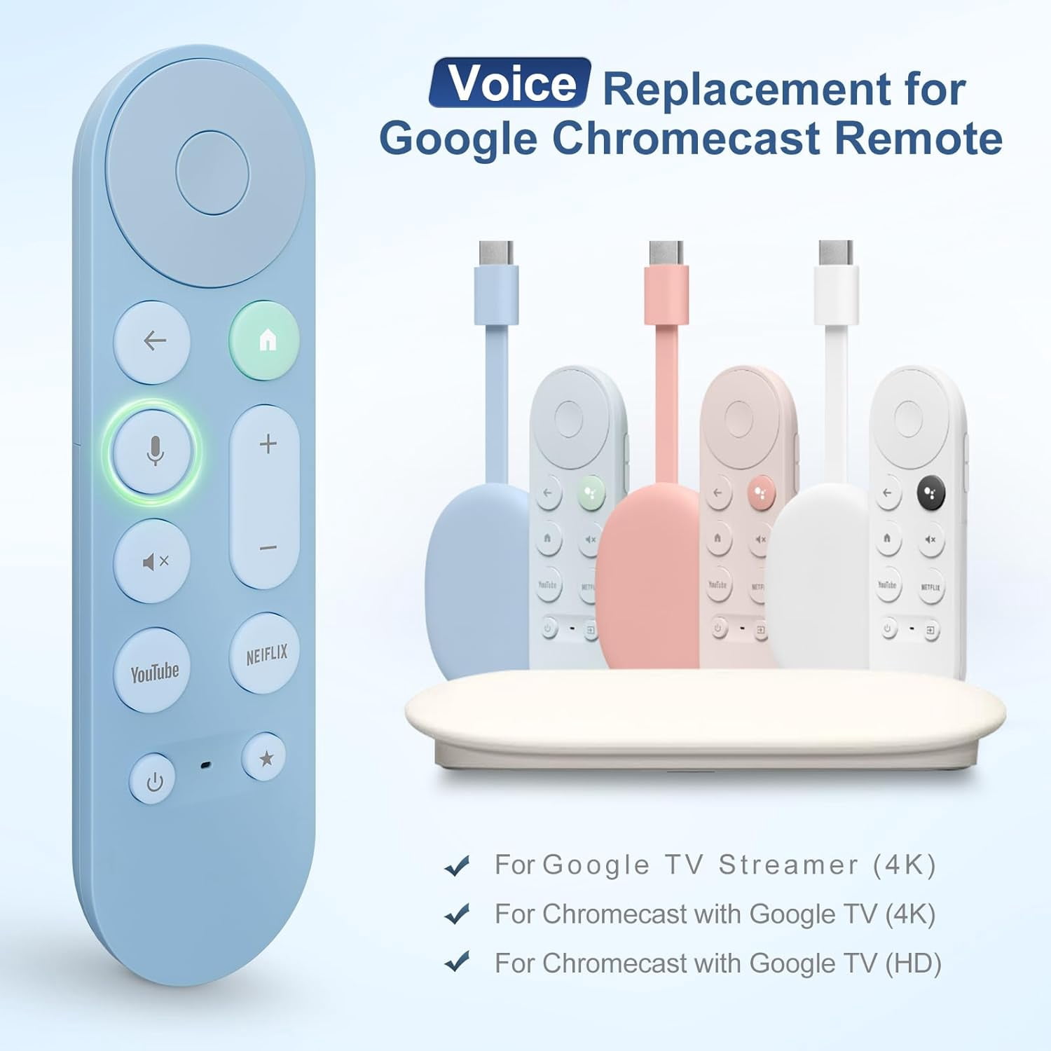 PYYAN-Voice Replacement for Google Chromecast Remotefor Google TV ...