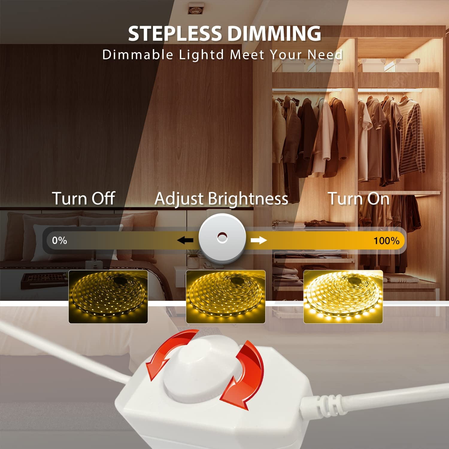 PYYAN-Warm White LED Strip Light,16.4 ft Dimmable Bright Rope Light ...