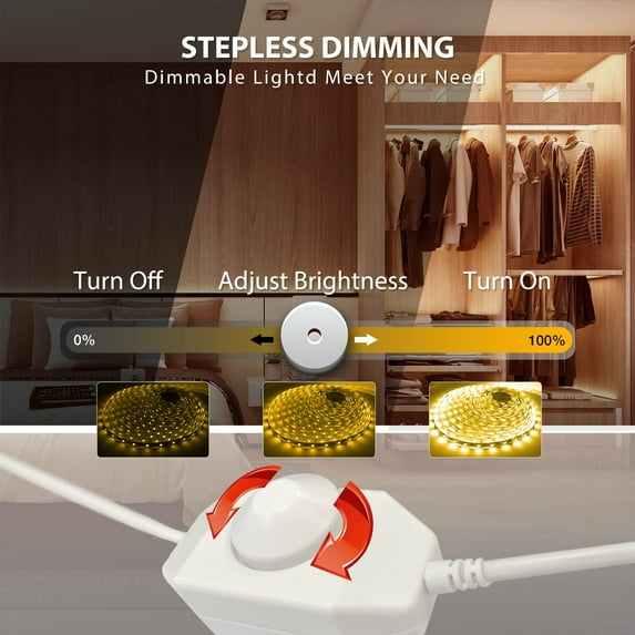 PYYAN-Warm White LED Strip Light,16.4 ft Dimmable Bright Rope Light,3000K 12V LED Light Strip ...