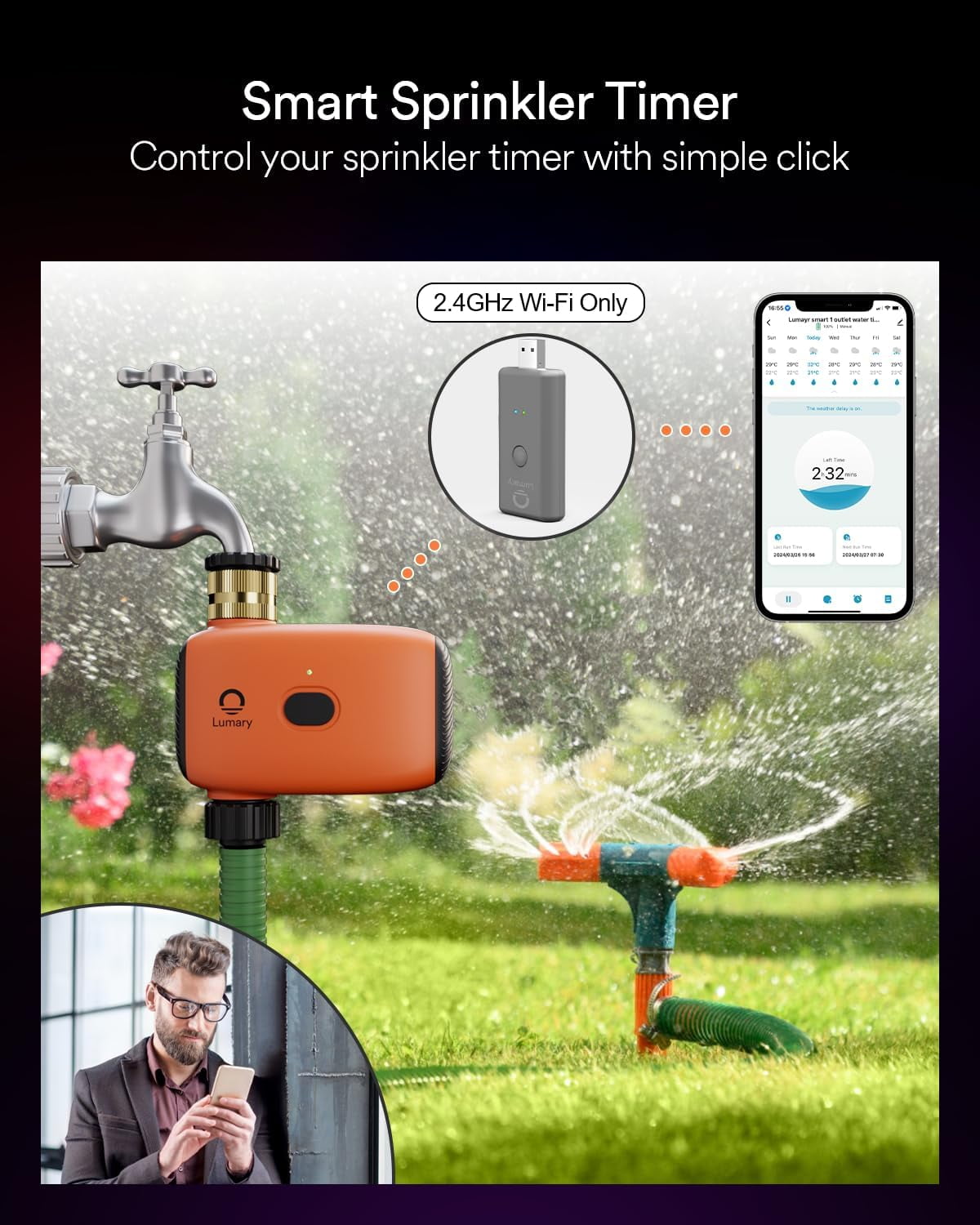 PYYAN-WiFi Water Timer for Garden Hose, Battery Sprinkler Timer for ...
