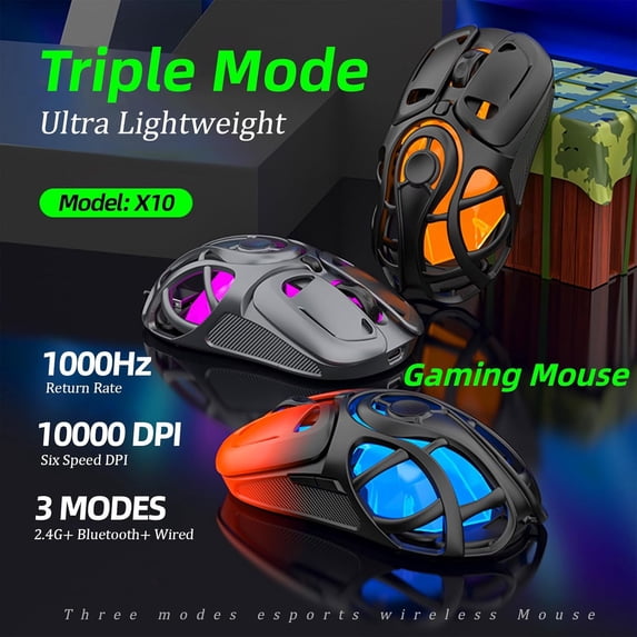 PYYAN-Wireless Gaming Mouse Up to 10K DPI, Tri-Mode 2.4G/BT5.0/USB-C ...