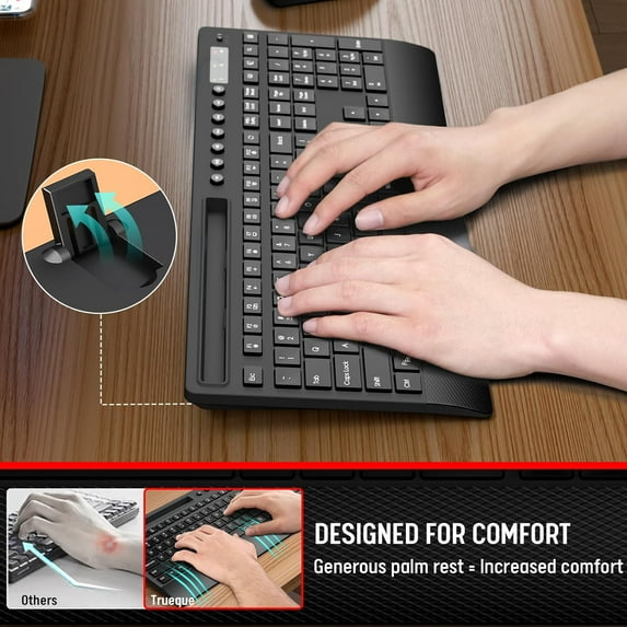 PYYAN-Wireless Keyboard and Mouse Combo - Full-Size Quiet Keyboard with ...