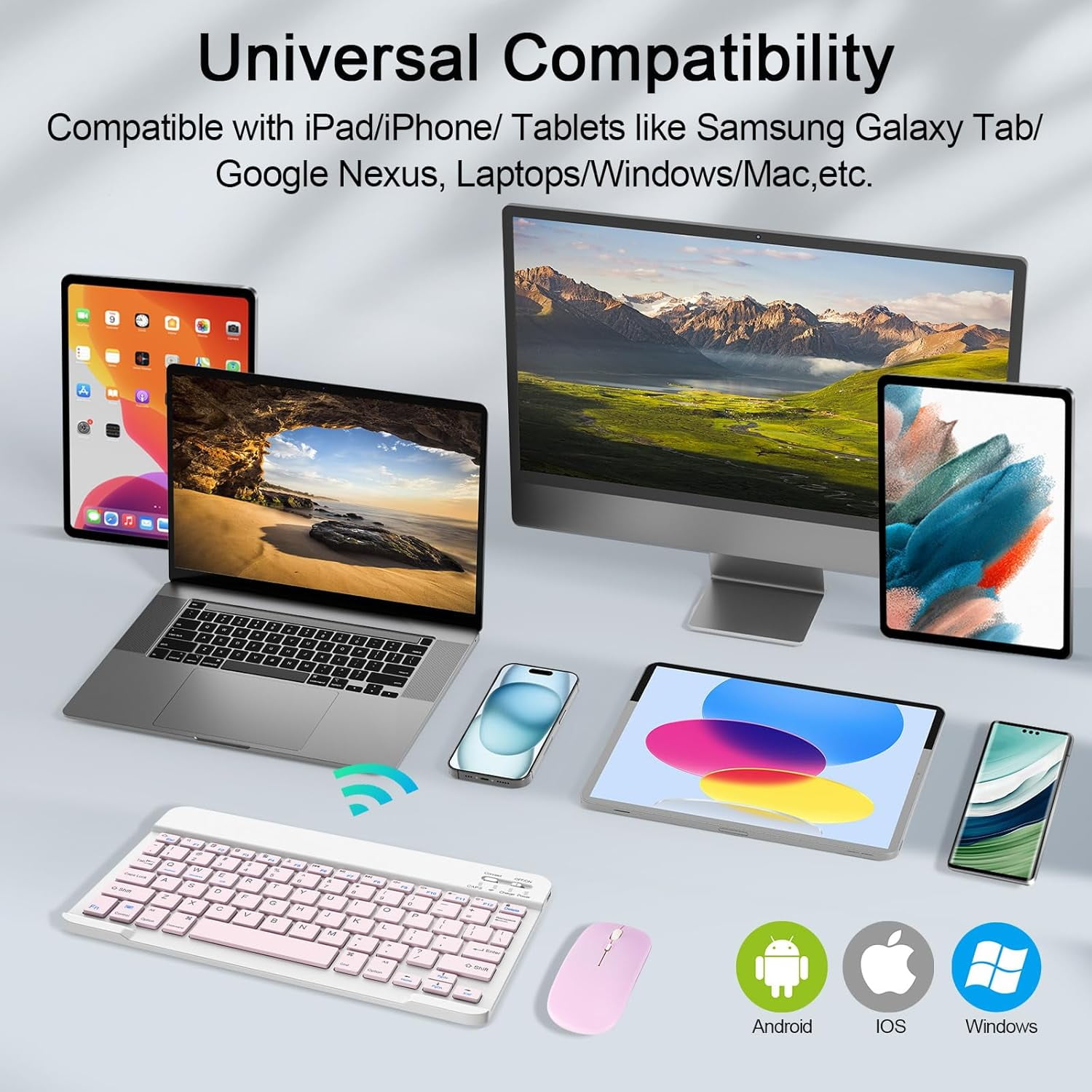 PYYAN-Wireless Keyboard and Mouse Combo, Rechargeable Bluetooth ...