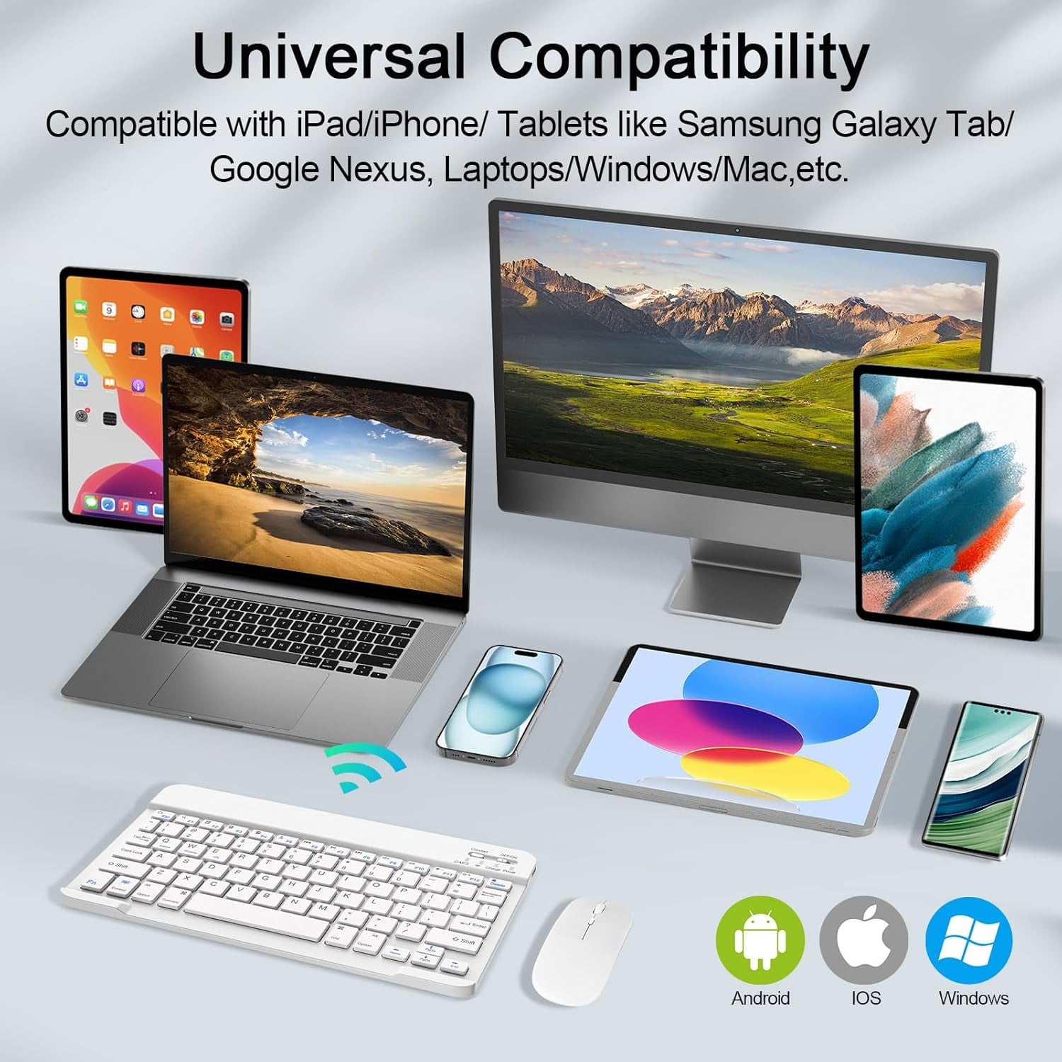 PYYAN-Wireless Keyboard and Mouse Combo, Rechargeable Bluetooth ...