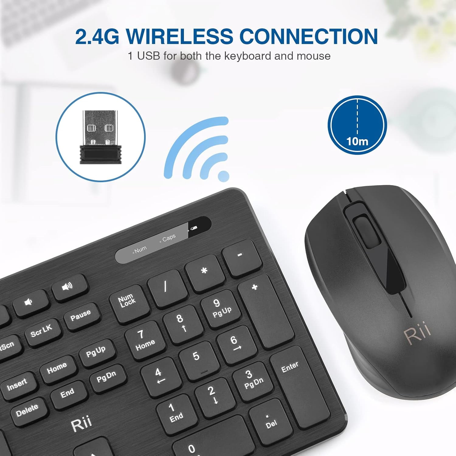 PYYAN-Wireless Keyboard and Mouse Combo - Standard Office PC Keyboard ...