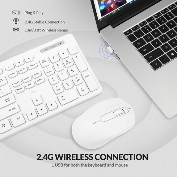 PYYAN-Wireless Keyboard and Mouse Combo - Standard Office PC Keyboard ...