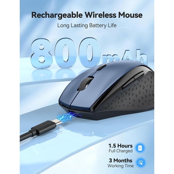 PYYAN-Wireless Mouse Rechargeable,Mouse for Laptop Computer,2.4G USB ...