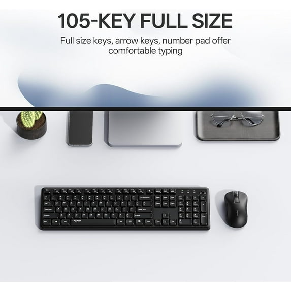 PYYAN-X2100 Quiet Wireless Keyboard and Mouse Combo, 2.4GHz USB ...