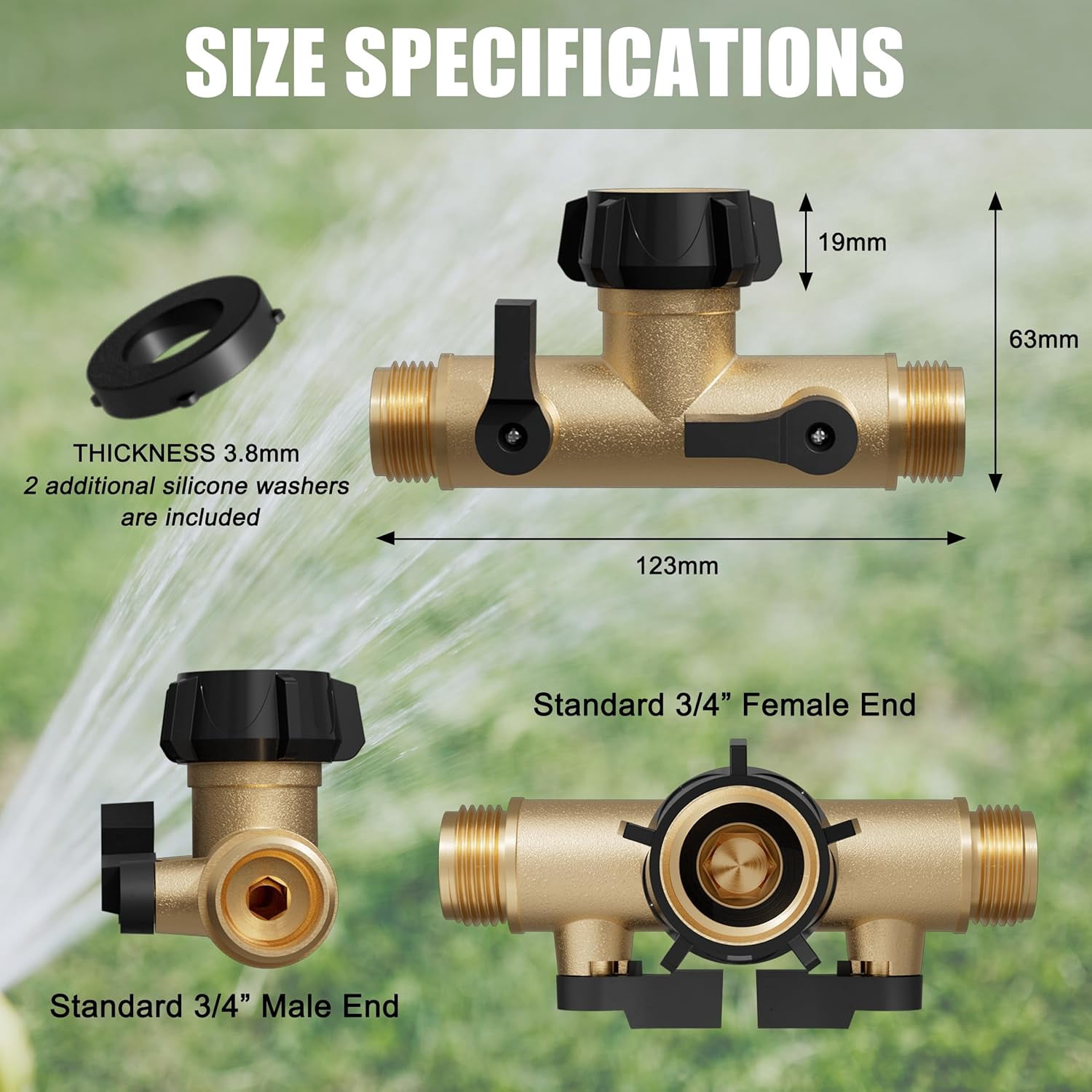 PYYAN-YANWOO Garden Hose Splitter, Heavy Duty Metal 180 Degree T Type ...