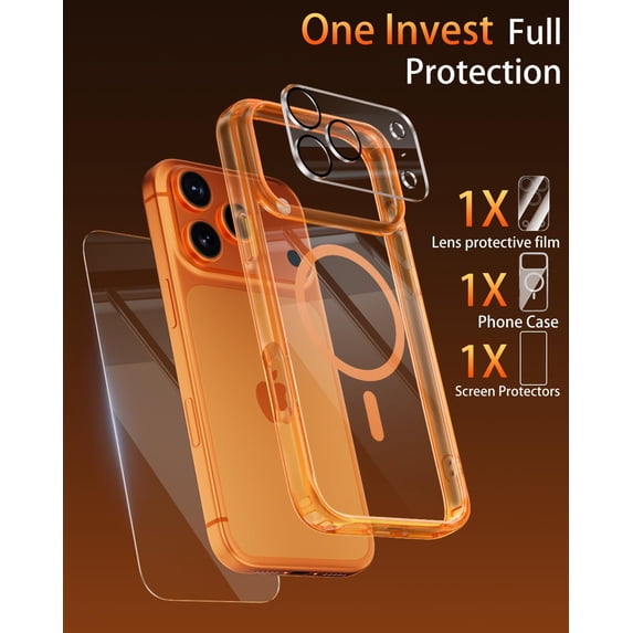 PYYAN-for iPhone 17 Pro Max Case Clear Orange,Compatible with Magsafe ...