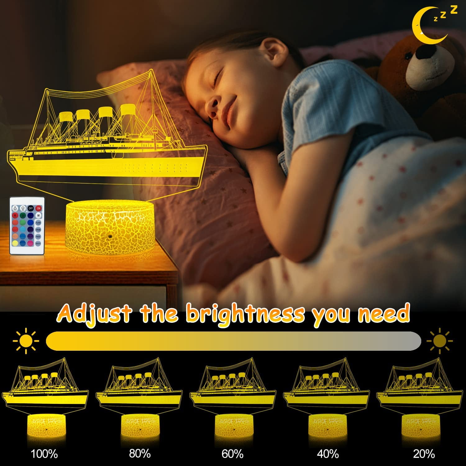 PYYAN-titaniic Night Light for Kids Led Lights for Bedroom with Remote ...