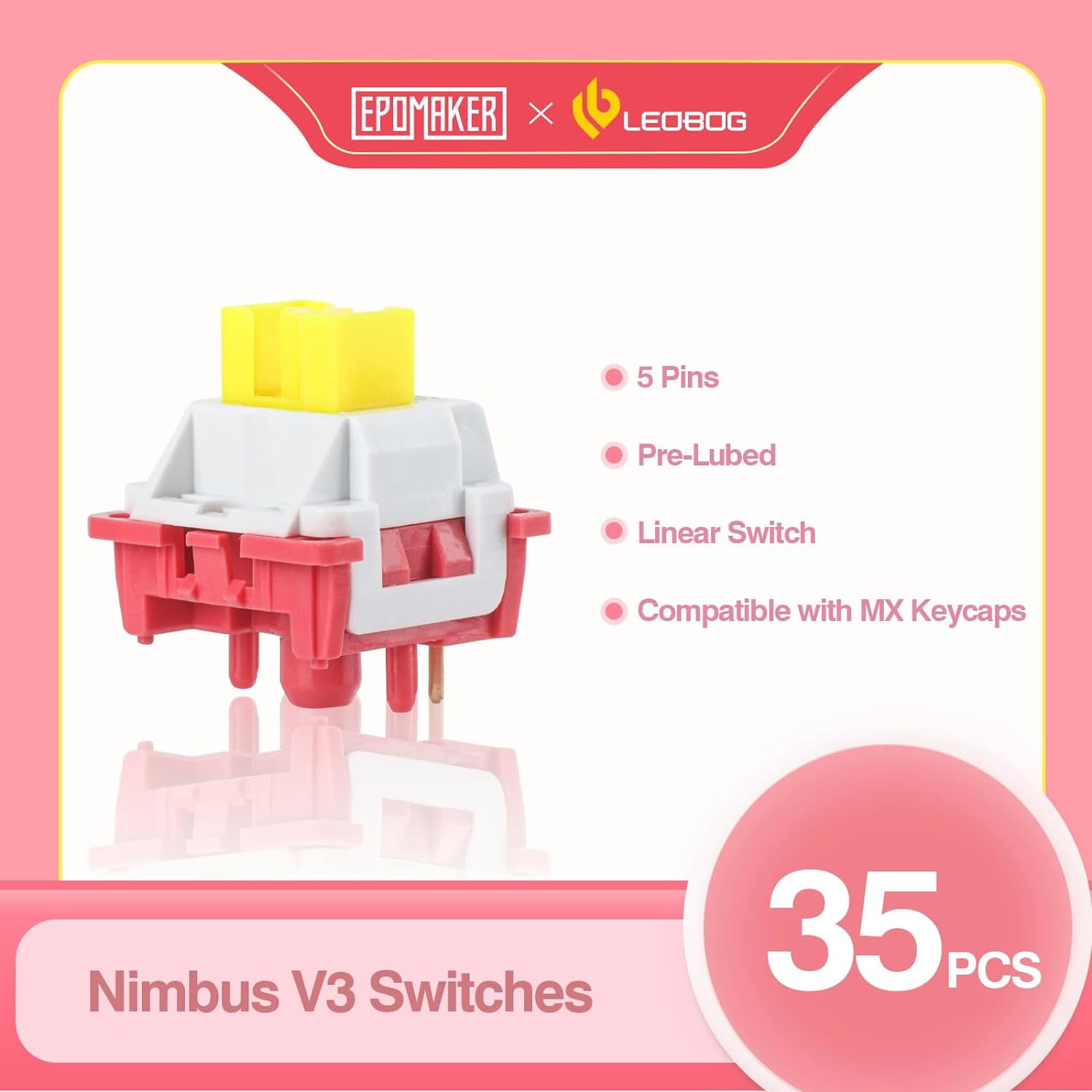PYYAN-x LEOBOG Nimbus V3 Keyboard Switches, 35 Pcs 34gf Linear Switch ...