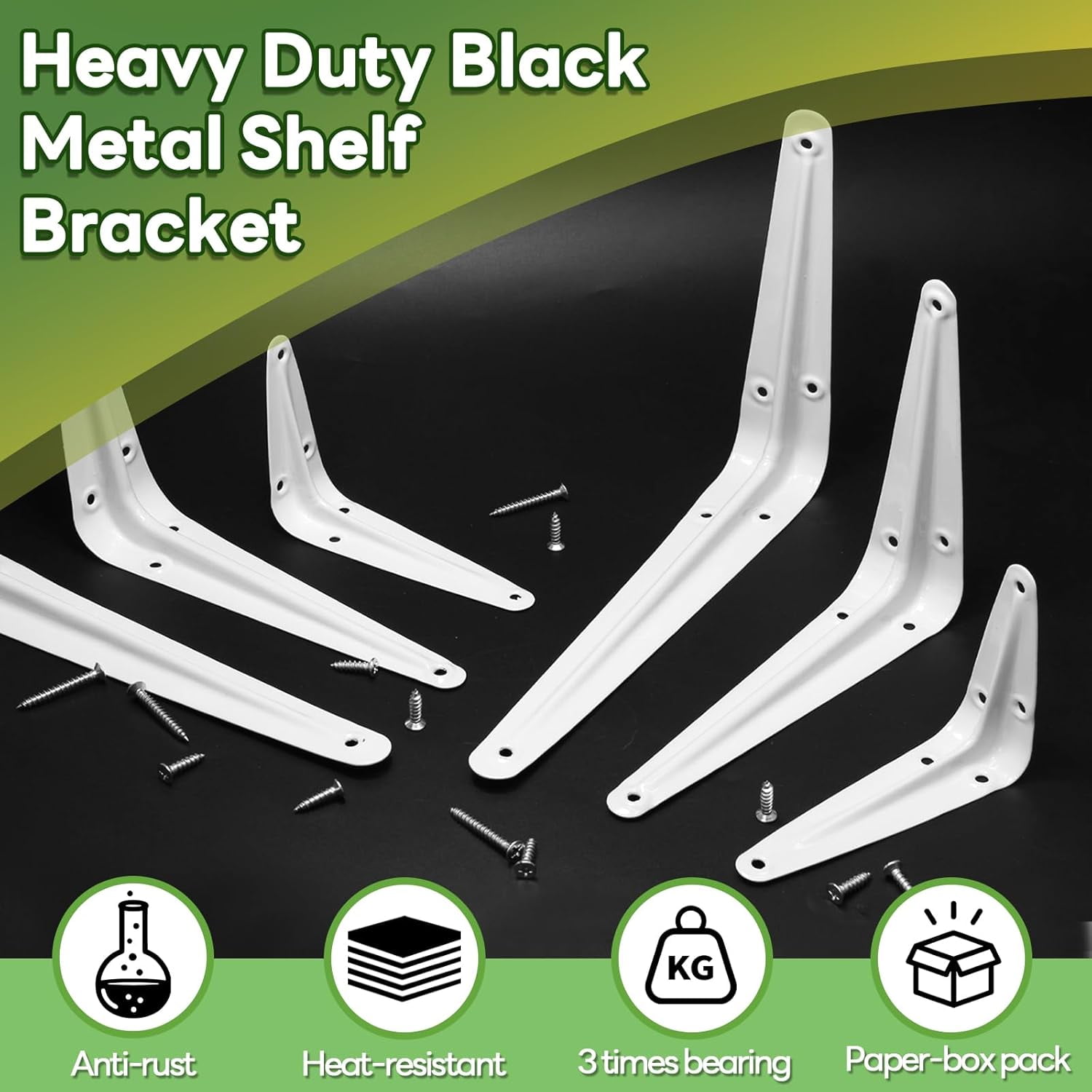 PYYNA-24 Pack Shelf Brackets 6 x 5 Inch, Heavy Duty White Metal ...