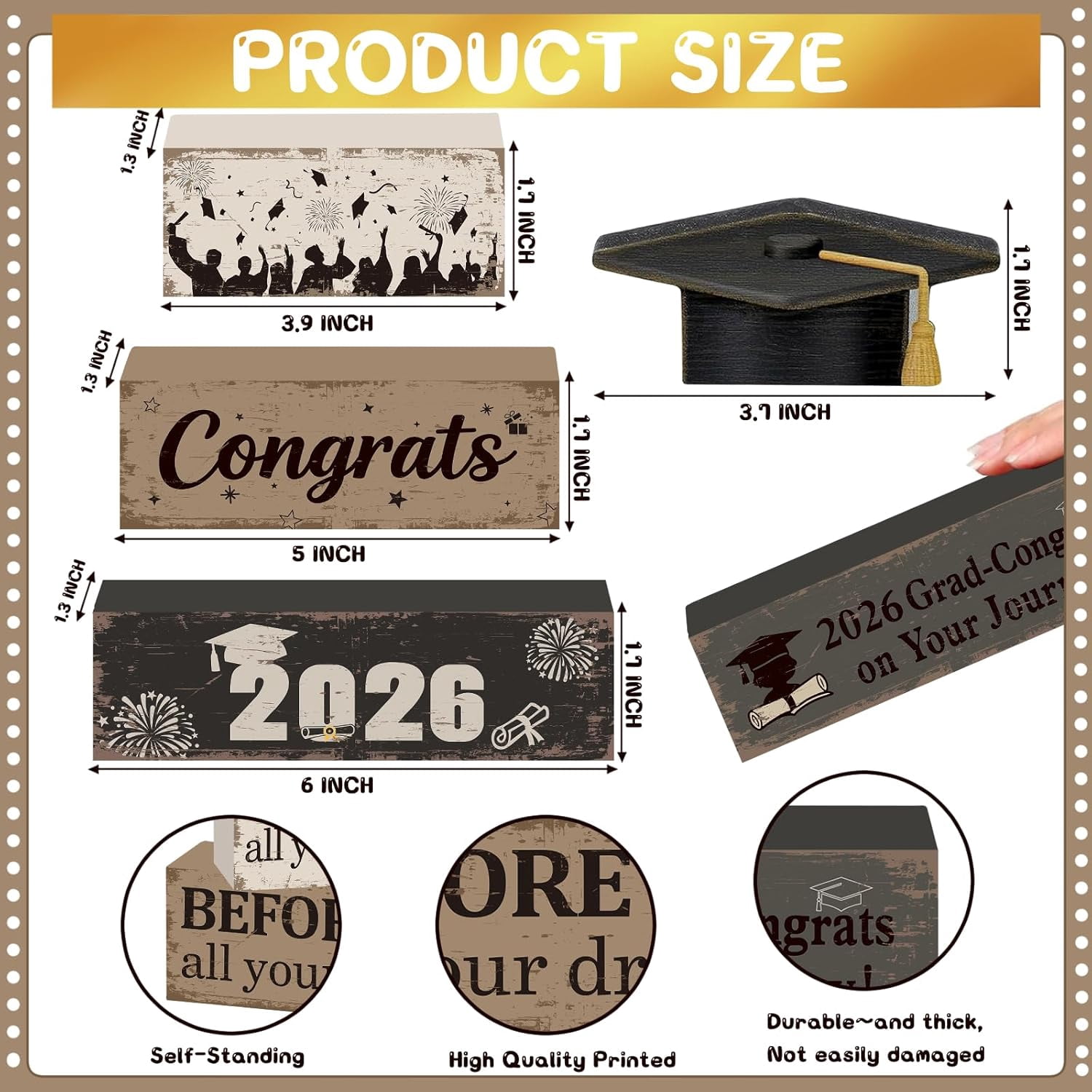 PYYNA-4 Pcs Senior 2026 Graduation Table Decorations, Graduation Tiered ...