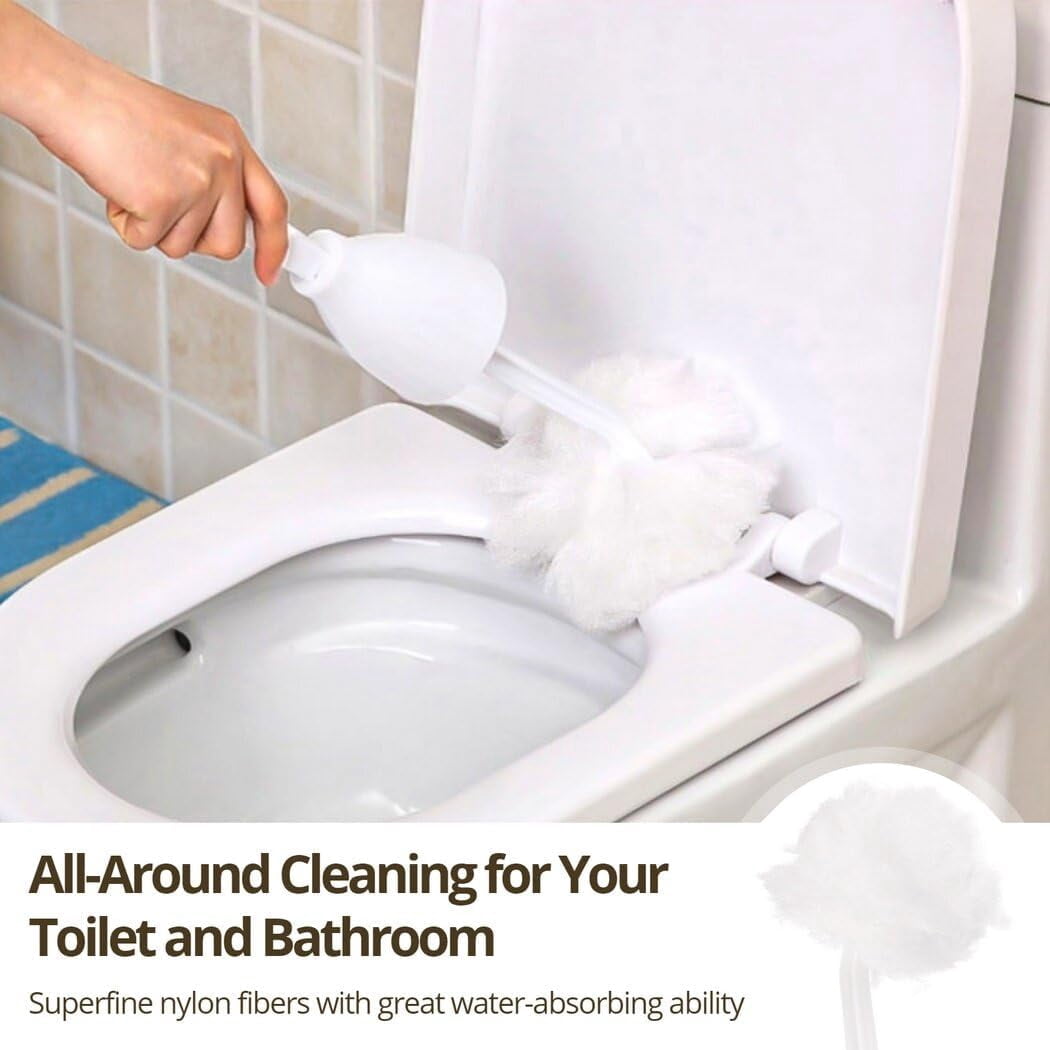PYYNA-4 Pcs White Soft Swab Toilet Mops for Bathroom, Brushes with Long ...