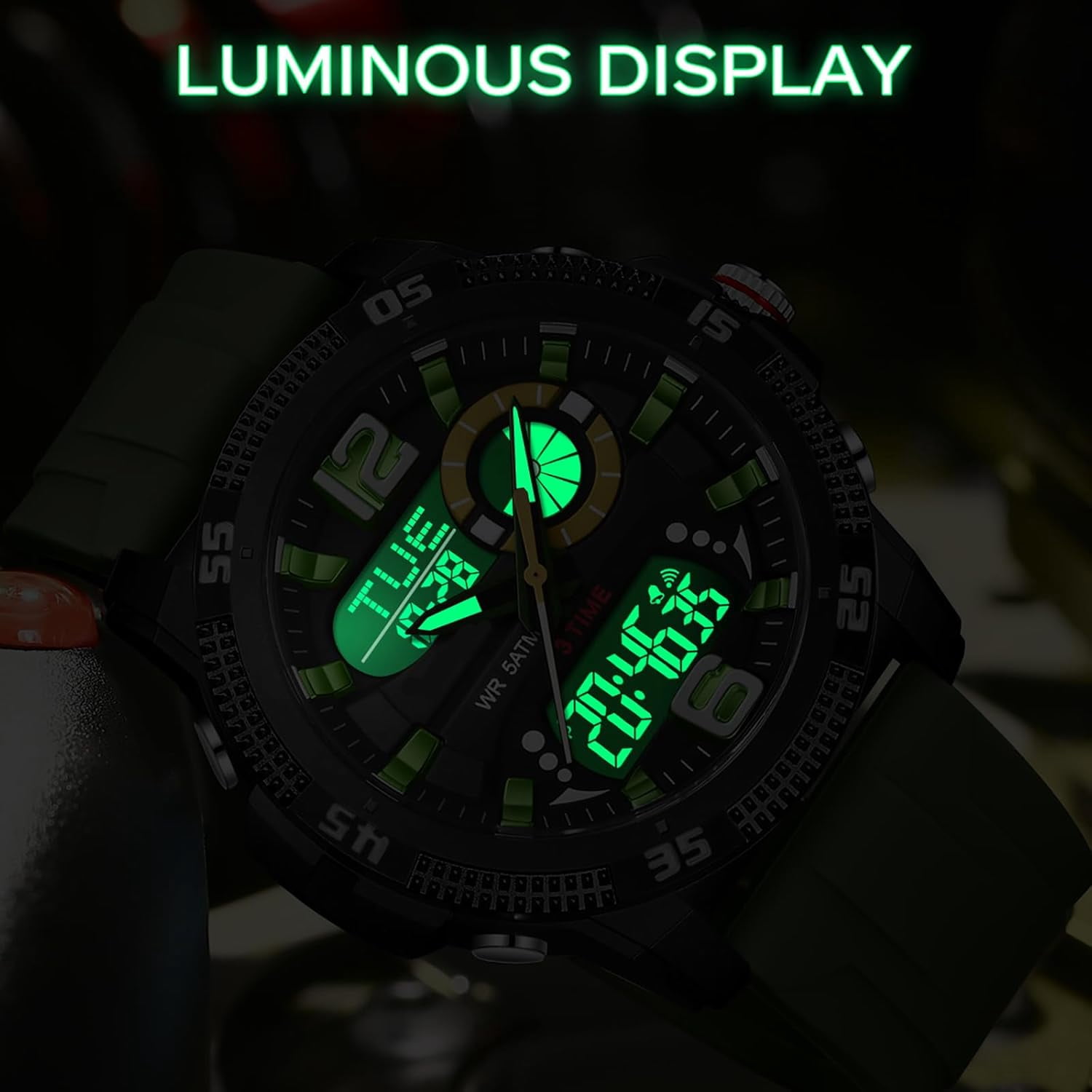 PYYNA-Analog Digital Watches for Men Tactical 3-Time Zones Stopwatch ...