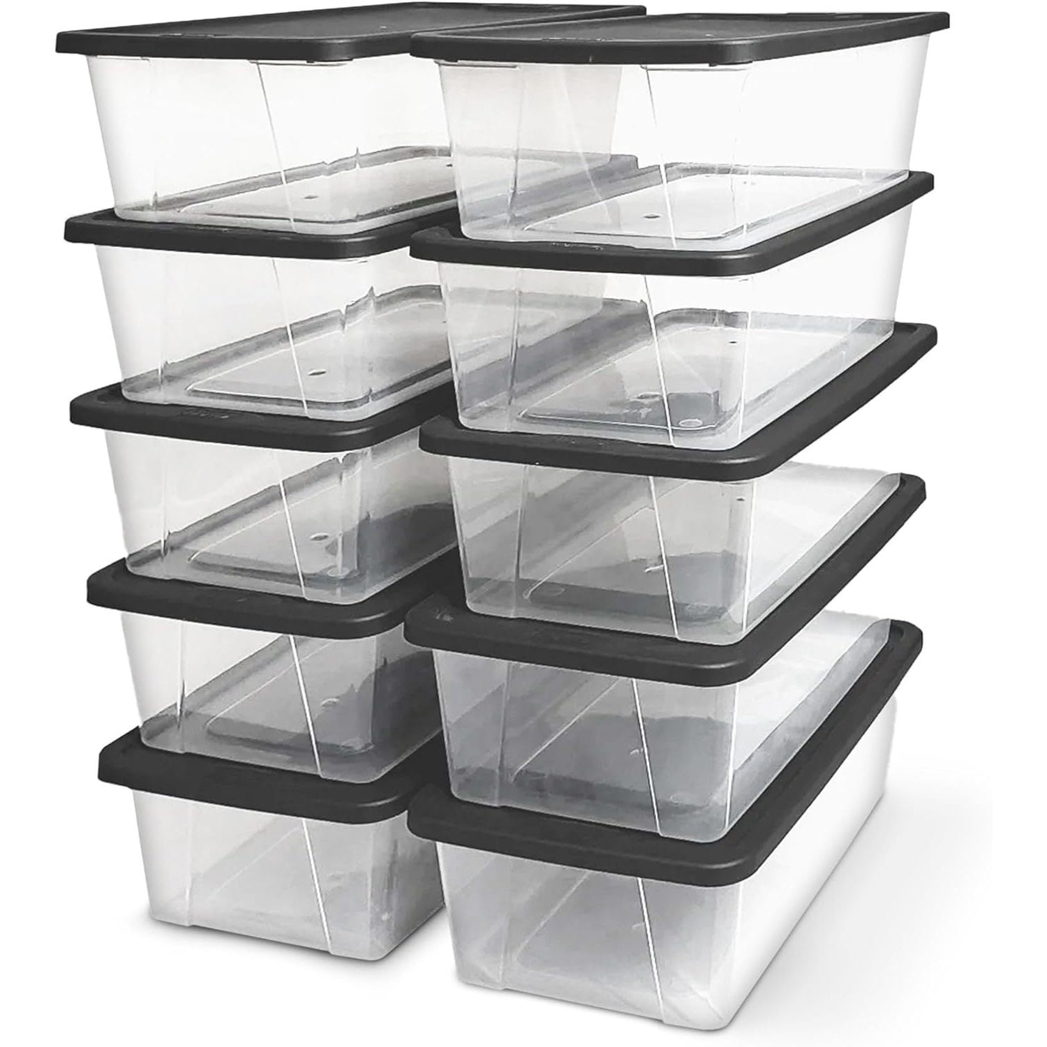 PYYP 10-Pack Snaplock, Small Clear Plastic Storage Bins with Lids, 6 ...
