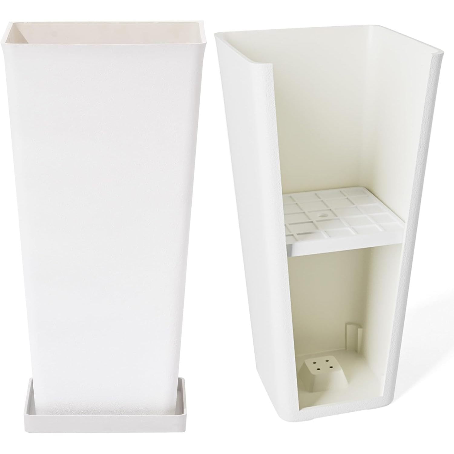 PYYP 26 inch White Tall Planters for Outdoor Plants,Set of 2 Large ...