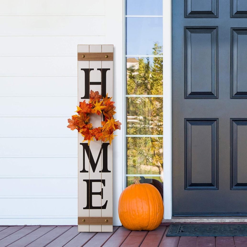 PYYP 3.5ft Wooden HOME Porch Sign with Interchangeable Spring, Fall ...