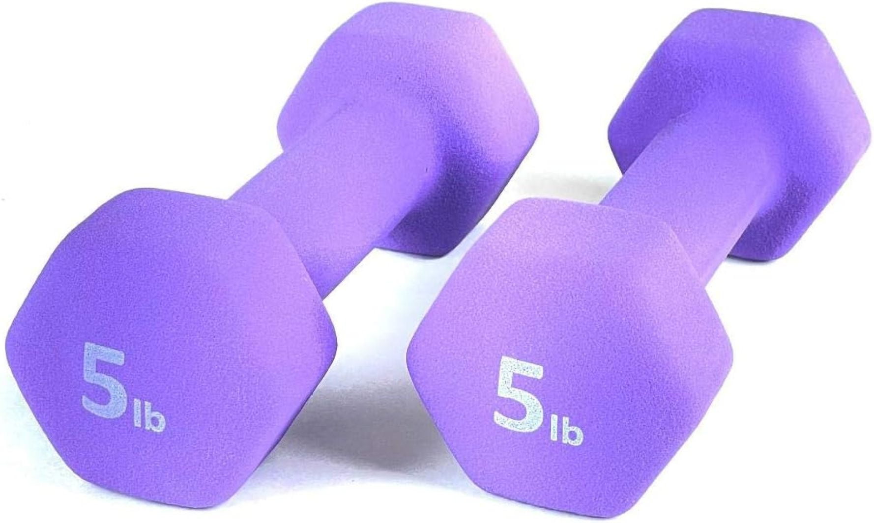 PYYP Barbell Neoprene Coated Hex Dumbbell Weights (Purple 5LB, Set of 2 ...