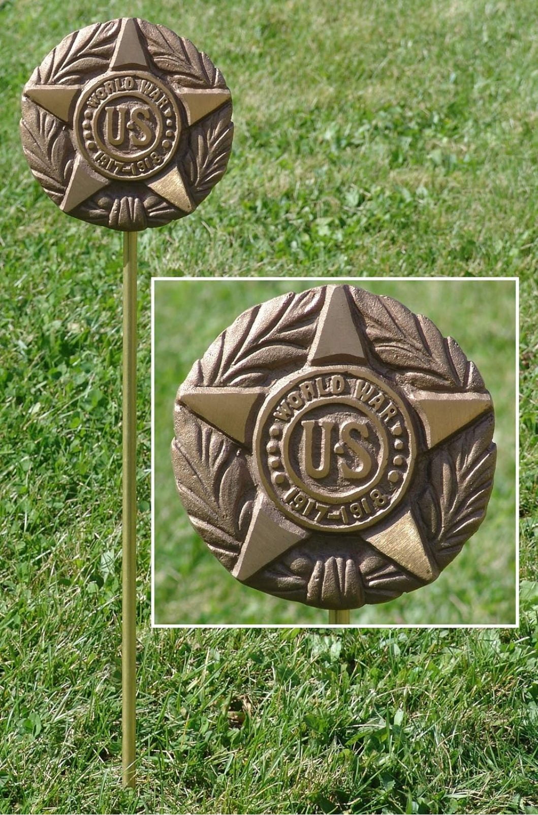PYYP World War Bronze WWI Veteran Cast Grave Marker - Walmart.com