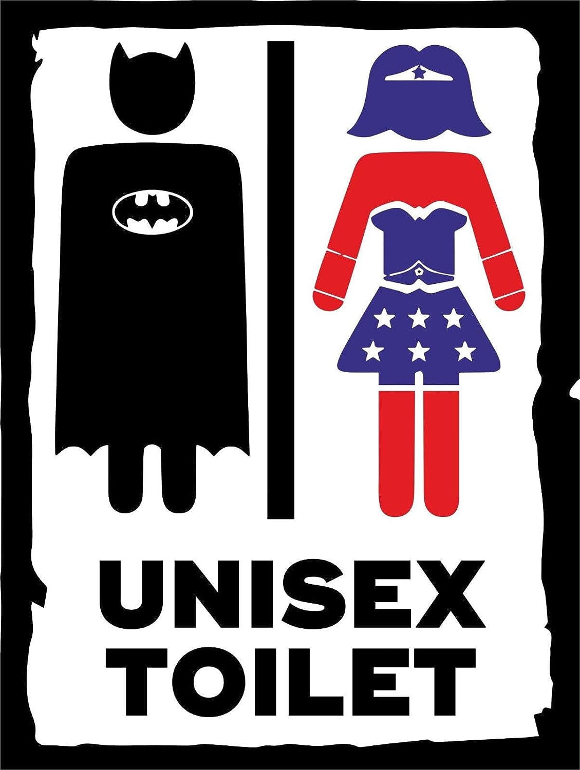 PaBoe Comic Superhero Inspired Unisex Toilet Metal Sign Bathroom Retro ...