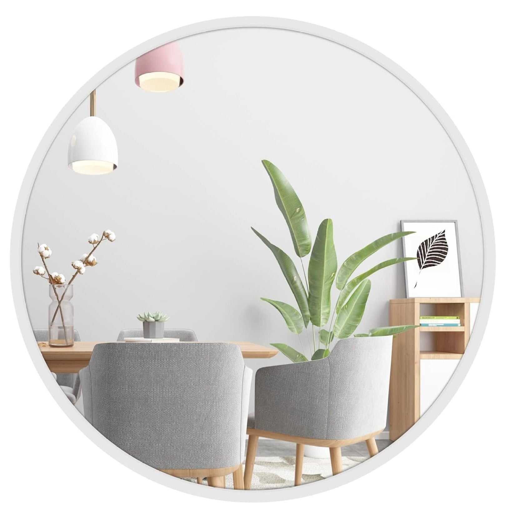 PaFagwy, 24" White Round Mirror, Wall Mounted Circle Mirror, Metal ...