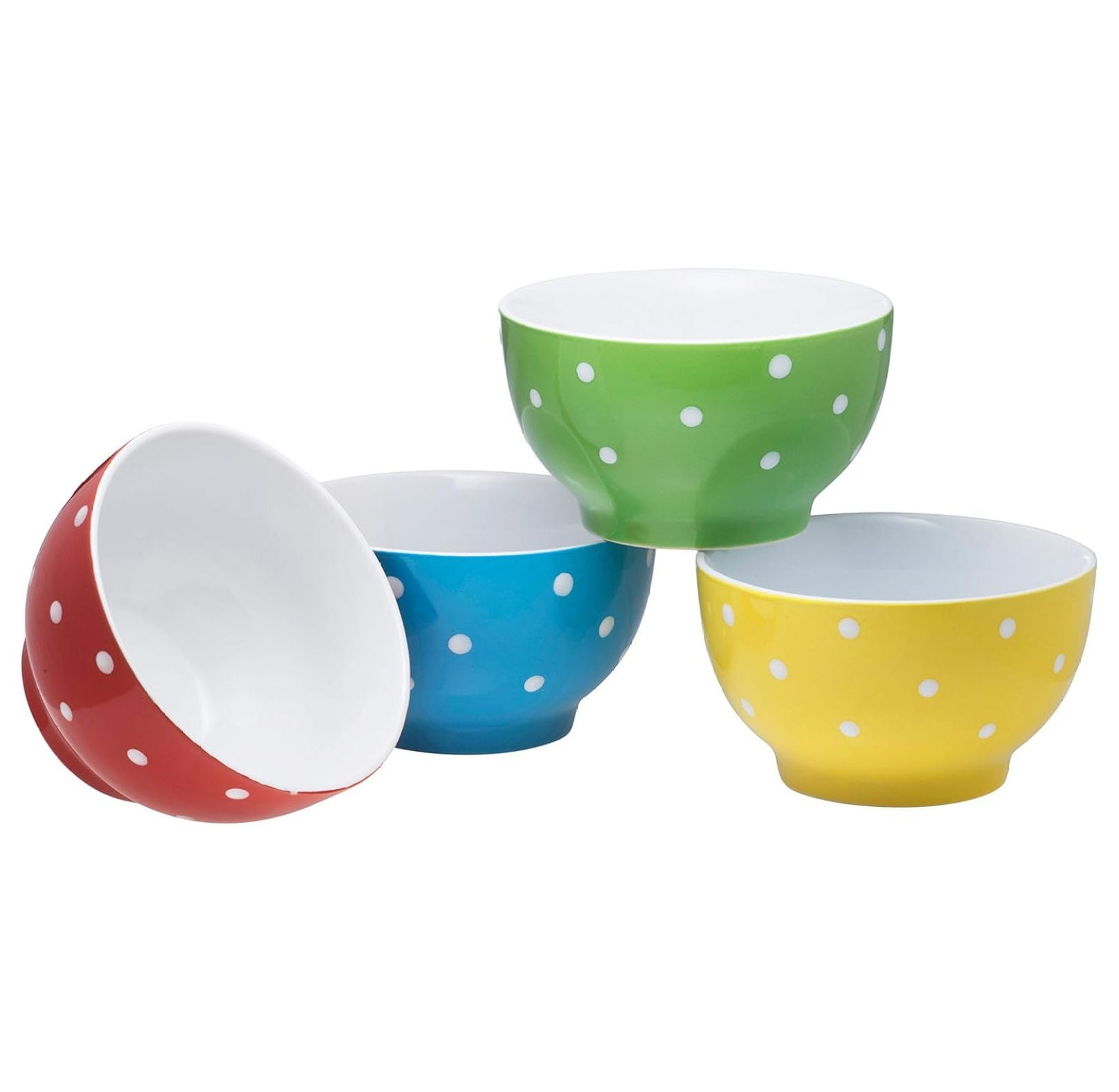 PaFagwye 20 Ounce Polka Dot Ceramic Bowls, Dessert Bowls Set of 4, 20 Oz Porcelain Dip Ice Cream ...
