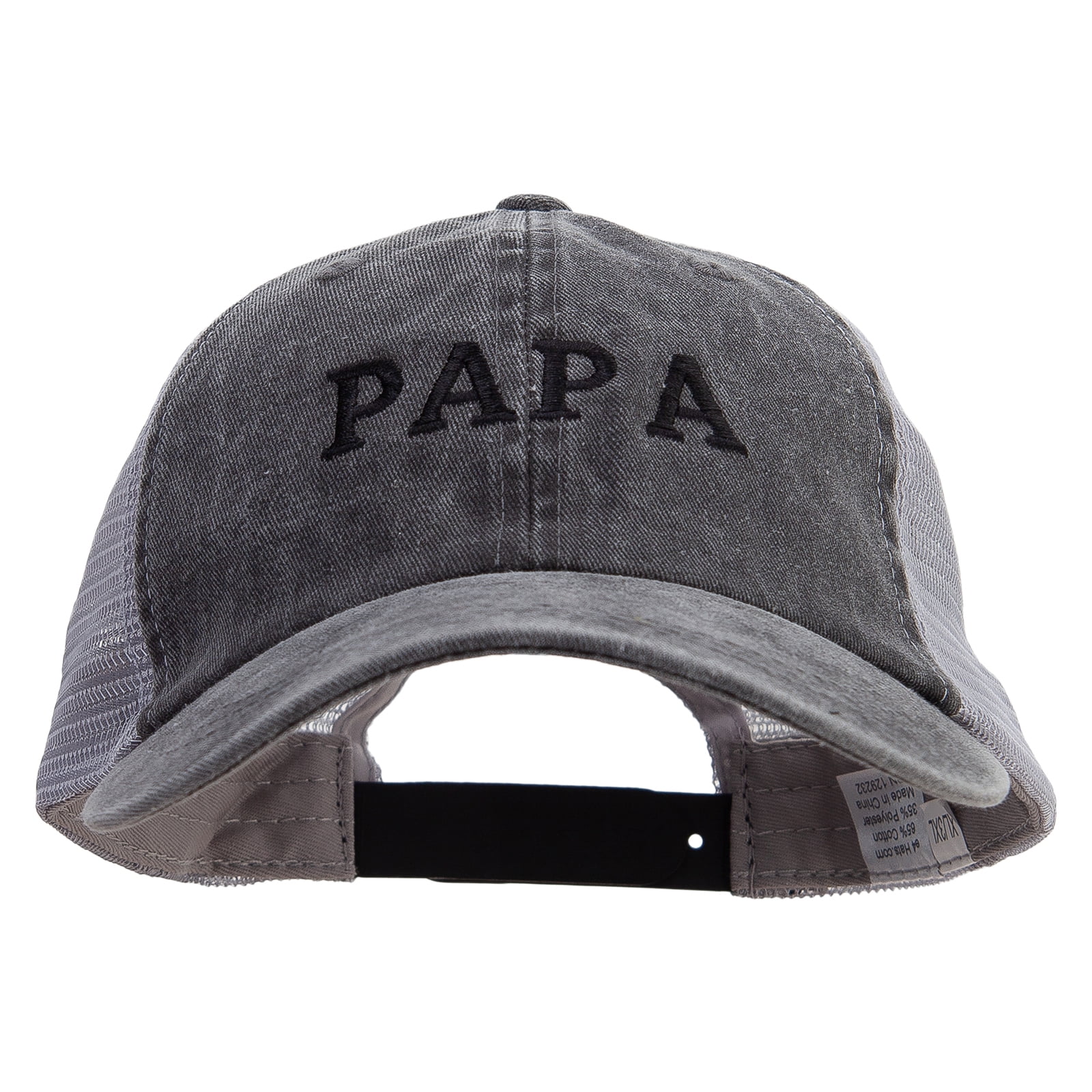 PaPa Embroidered Big Size Washed Pigment Dyed Twill Trucker Cap - Black ...
