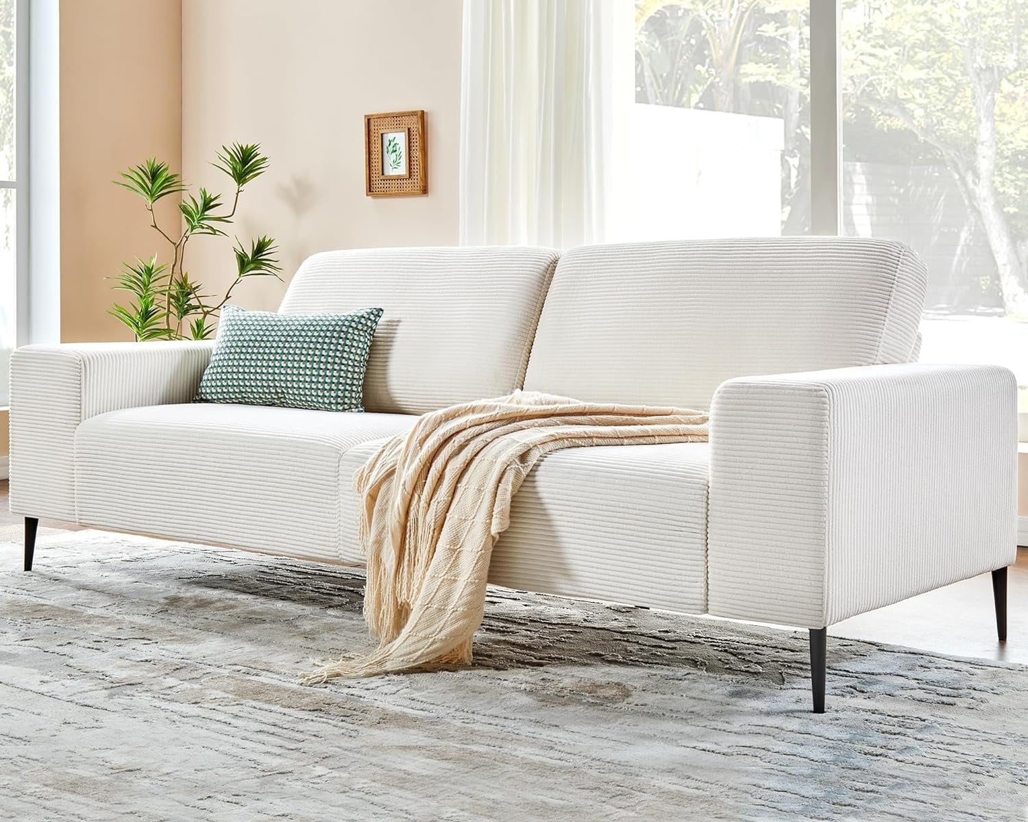 PaPaJet Comfy Living Room Sofa, 89 inch Modern Couch with Deep Seats ...