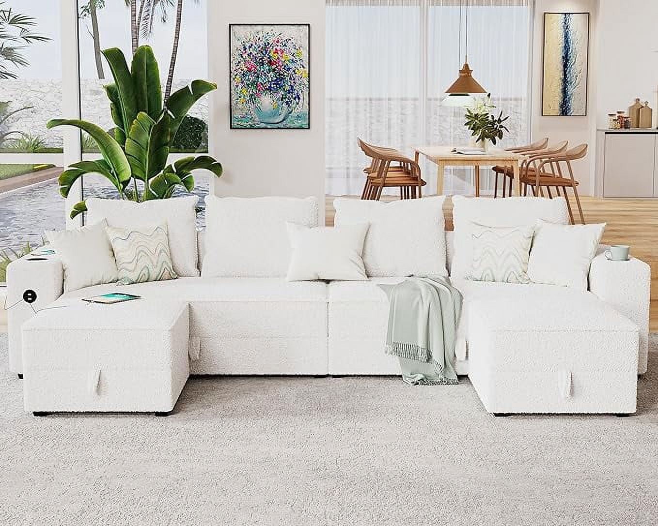 VANACC Sectional Sofa, 114 Inch Modular Sectional Sofa with 2 USB Ports ...