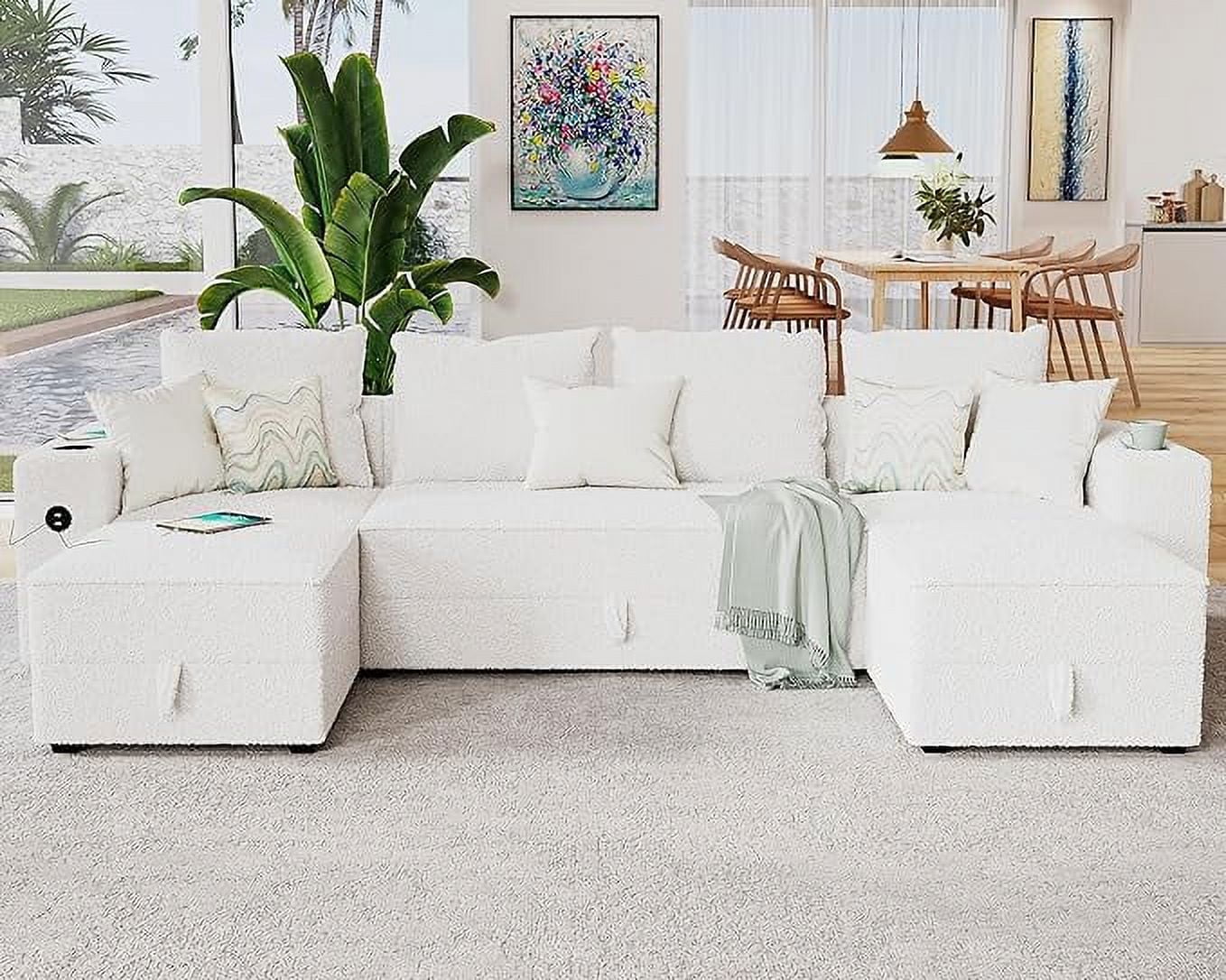 Merluxy Sectional Sofa, 114 Inch Modular Sectional Sofa with 2 USB ...