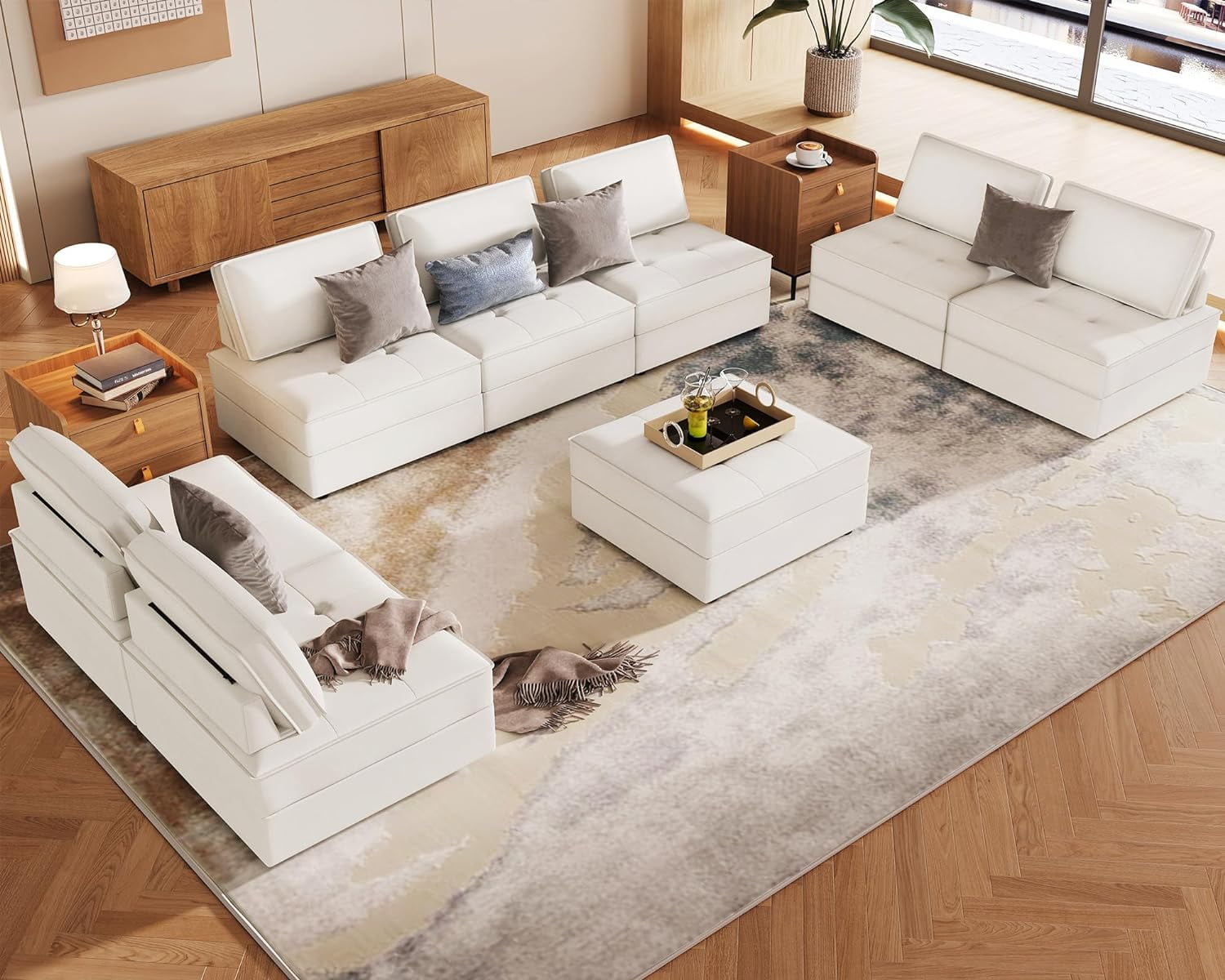 PaPaJet Sectional Sofa, 8 Seater Couch- U Shaped Couch, 35" Seat Depth ...