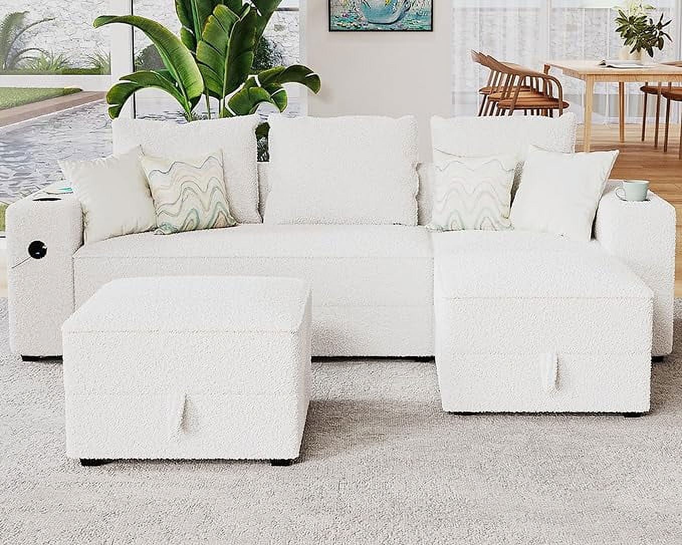 Merluxy Sectional Sofa, 90 Inch Modular Sectional Sofa with 2 USB Ports ...