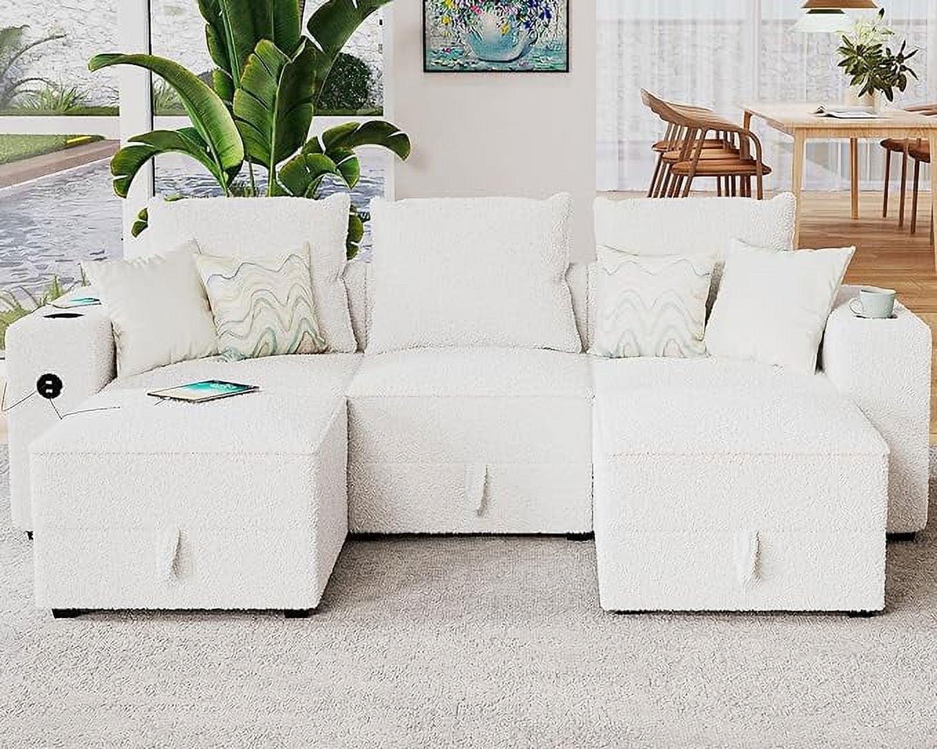 Merluxy Sectional Sofa, 90 Inch Modular Sectional Sofa with 2 USB Ports ...