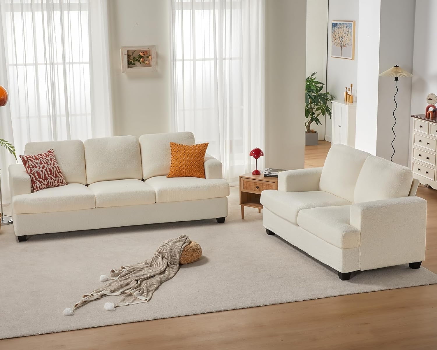 Merluxy Sofa, 2 Piece Set Comfy Couch with Deep Seats, Modern Sofa for ...