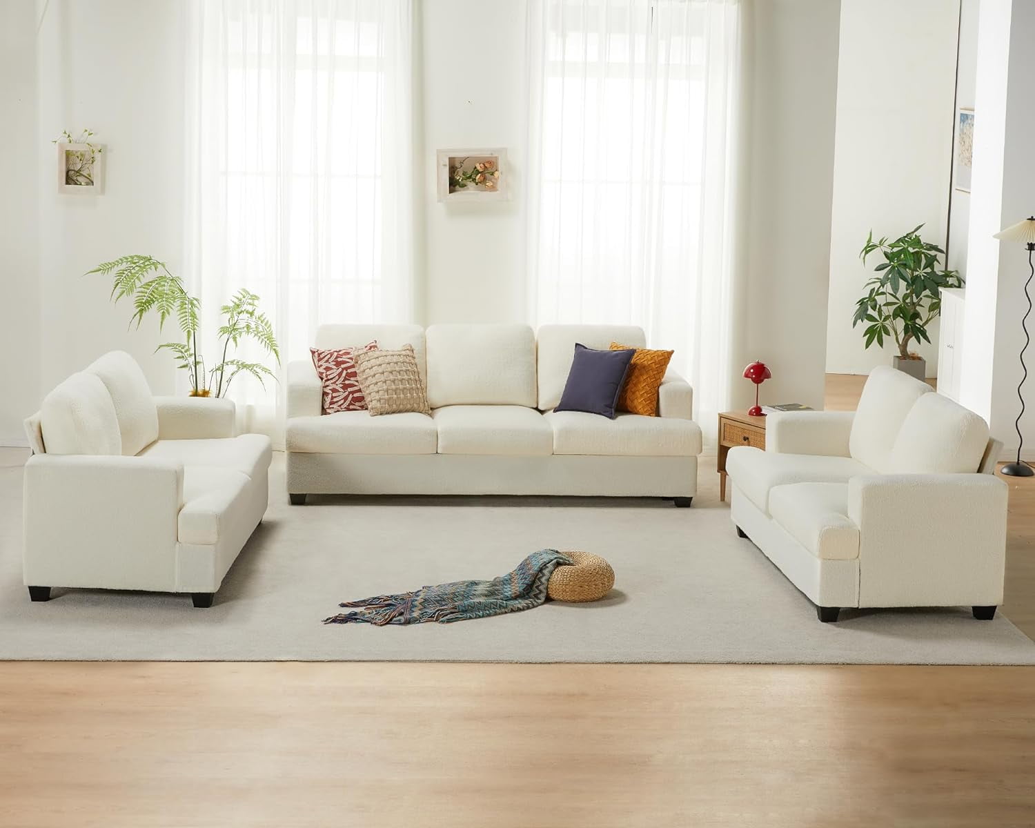 PaPaJet Sofa, 3 Piece Set Modern Couch with Deep Seats, Comfy Sofa for ...