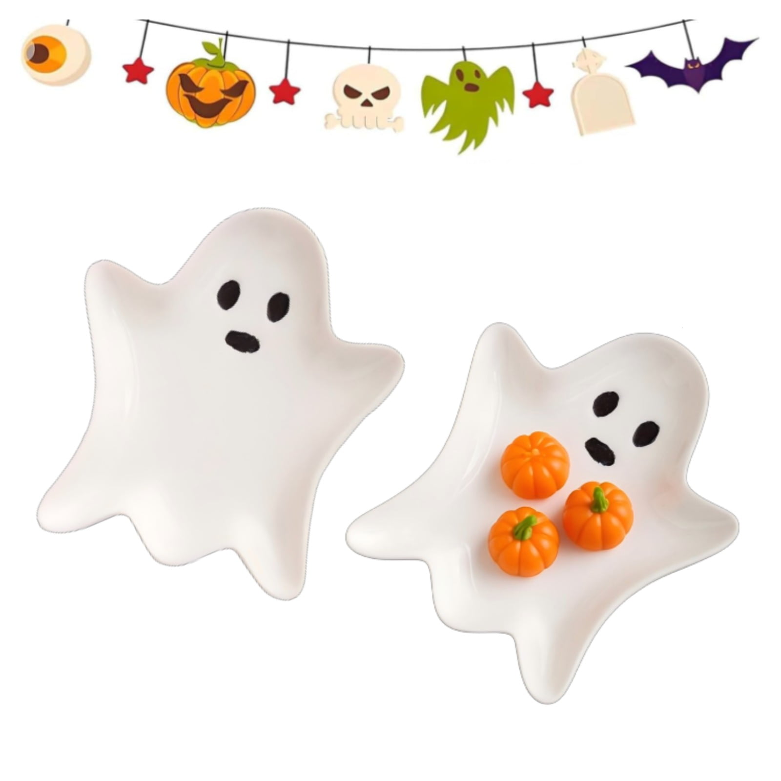 Paaisye 2PC Halloween Home Display - Halloween Ghost Shaped Ceramic ...